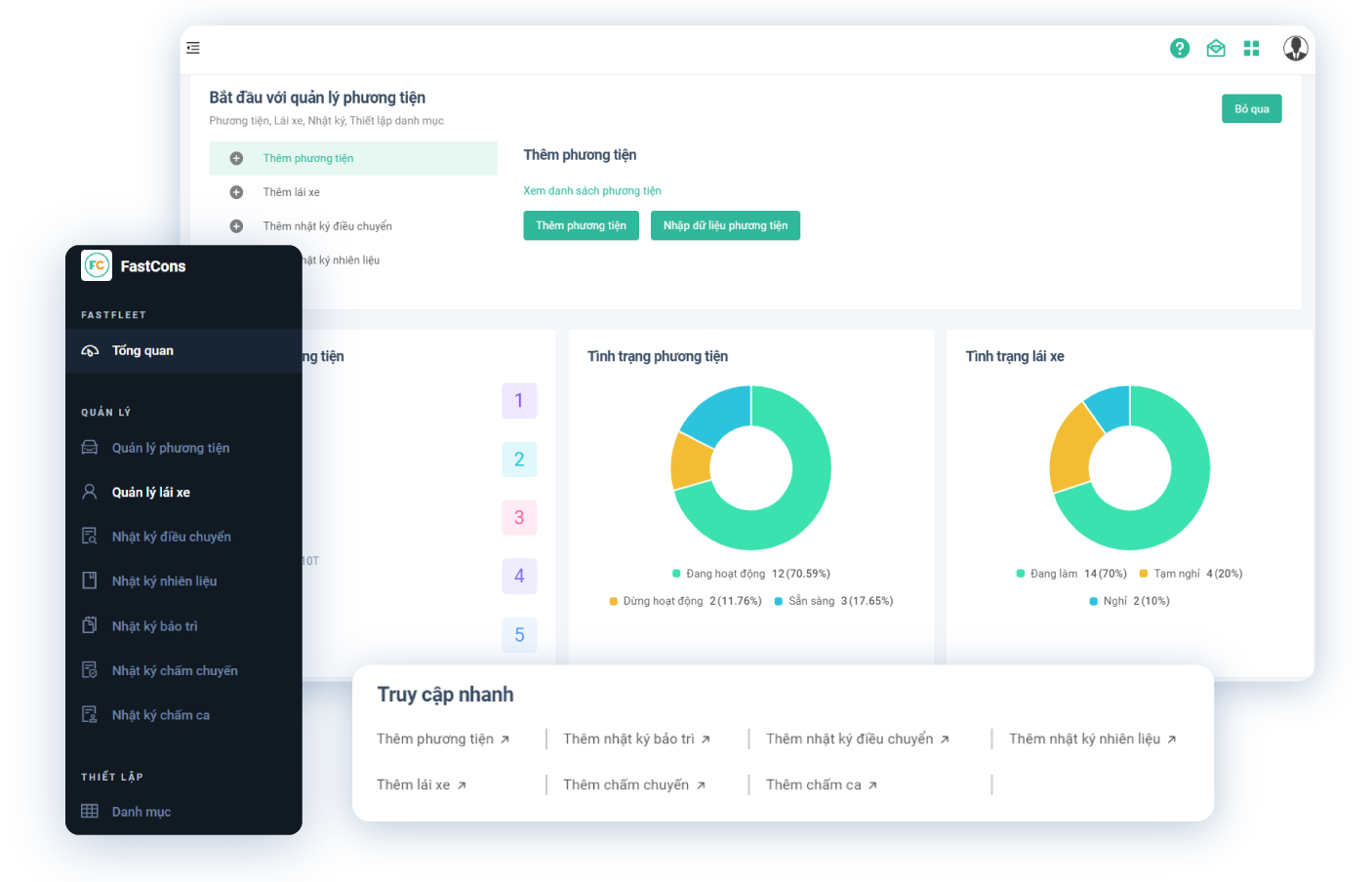 FastCons ra mắt tính năng quản lý phương tiện, máy thi công